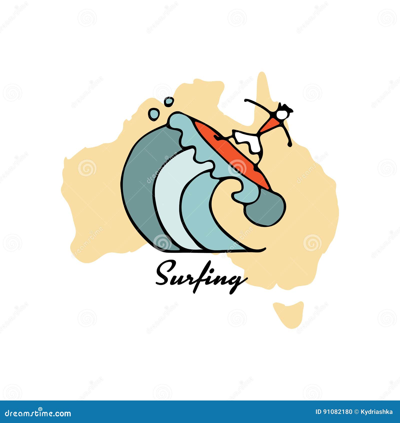 Australian Surfing, Sketch for Your Design Stock Vector - Illustration ...