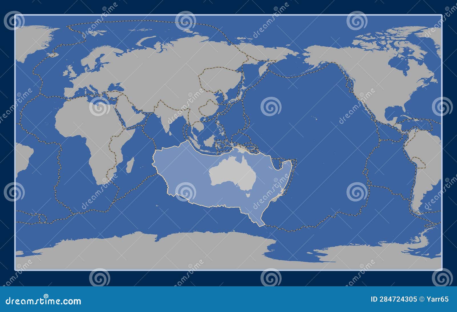 Australian Tectonic Plate. Contour. Compact Miller. Boundaries Stock ...