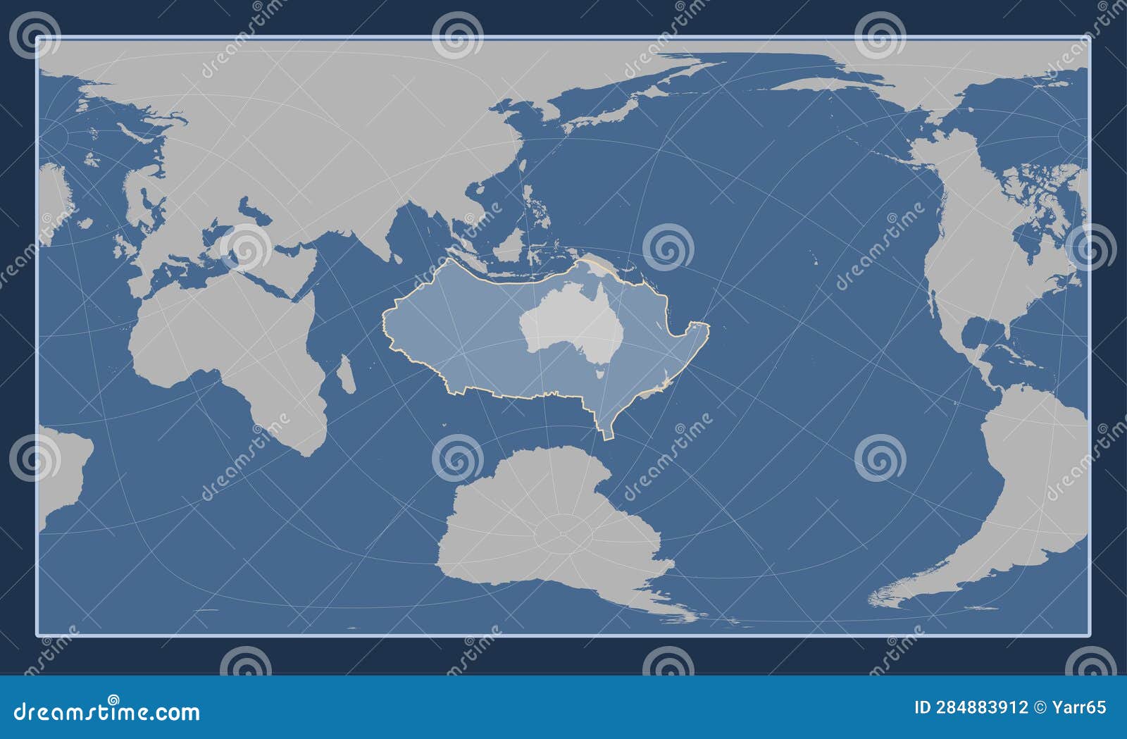 Australian Tectonic Plate. Contour. Patterson Cylindrical Obliqu Stock ...