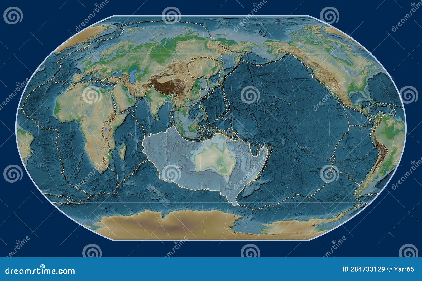 Australian Tectonic Plate. Physical. Kavrayskiy VII. Boundaries Stock ...