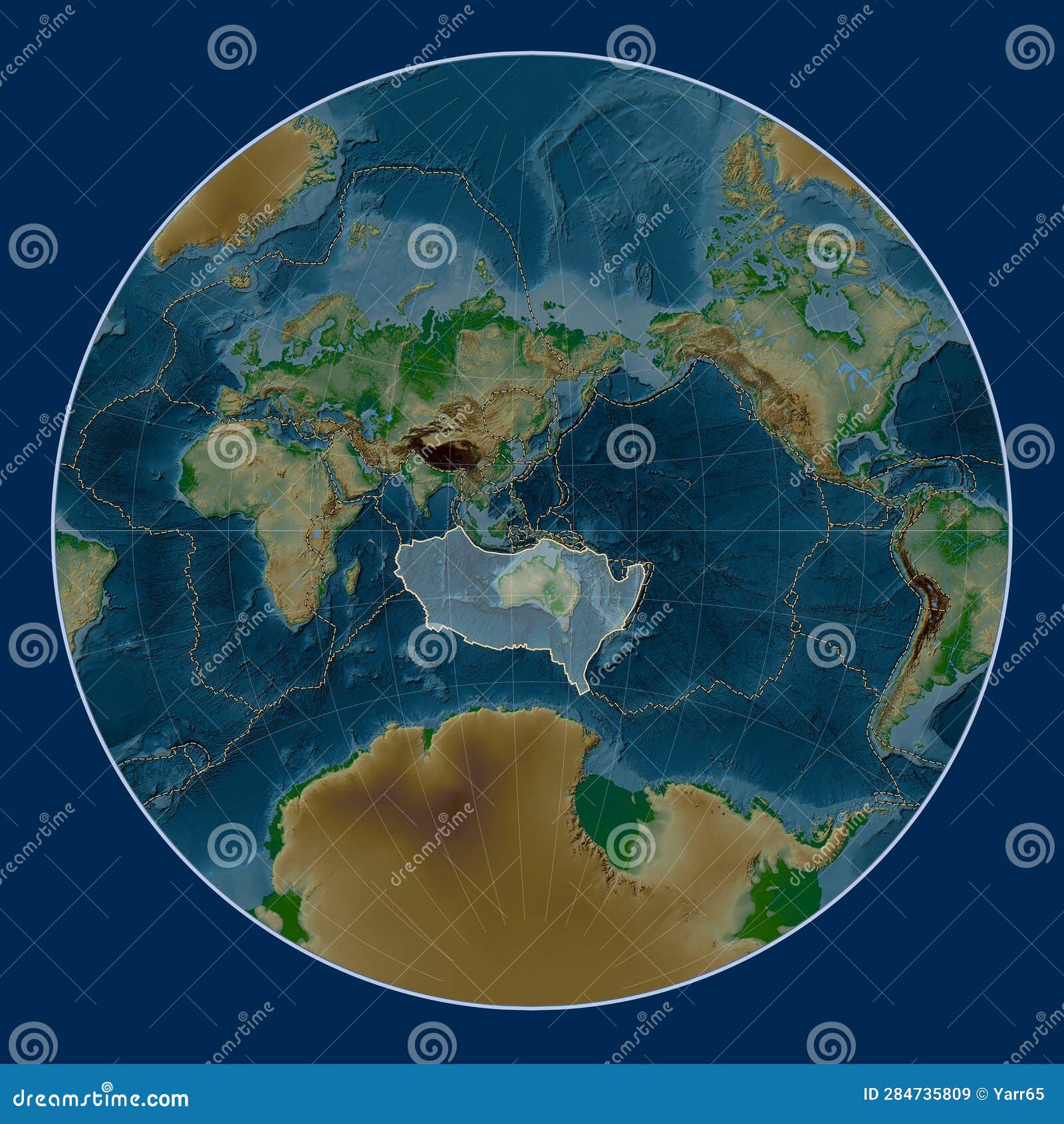 Australian Tectonic Plate. Physical. Lagrange. Boundaries Stock ...
