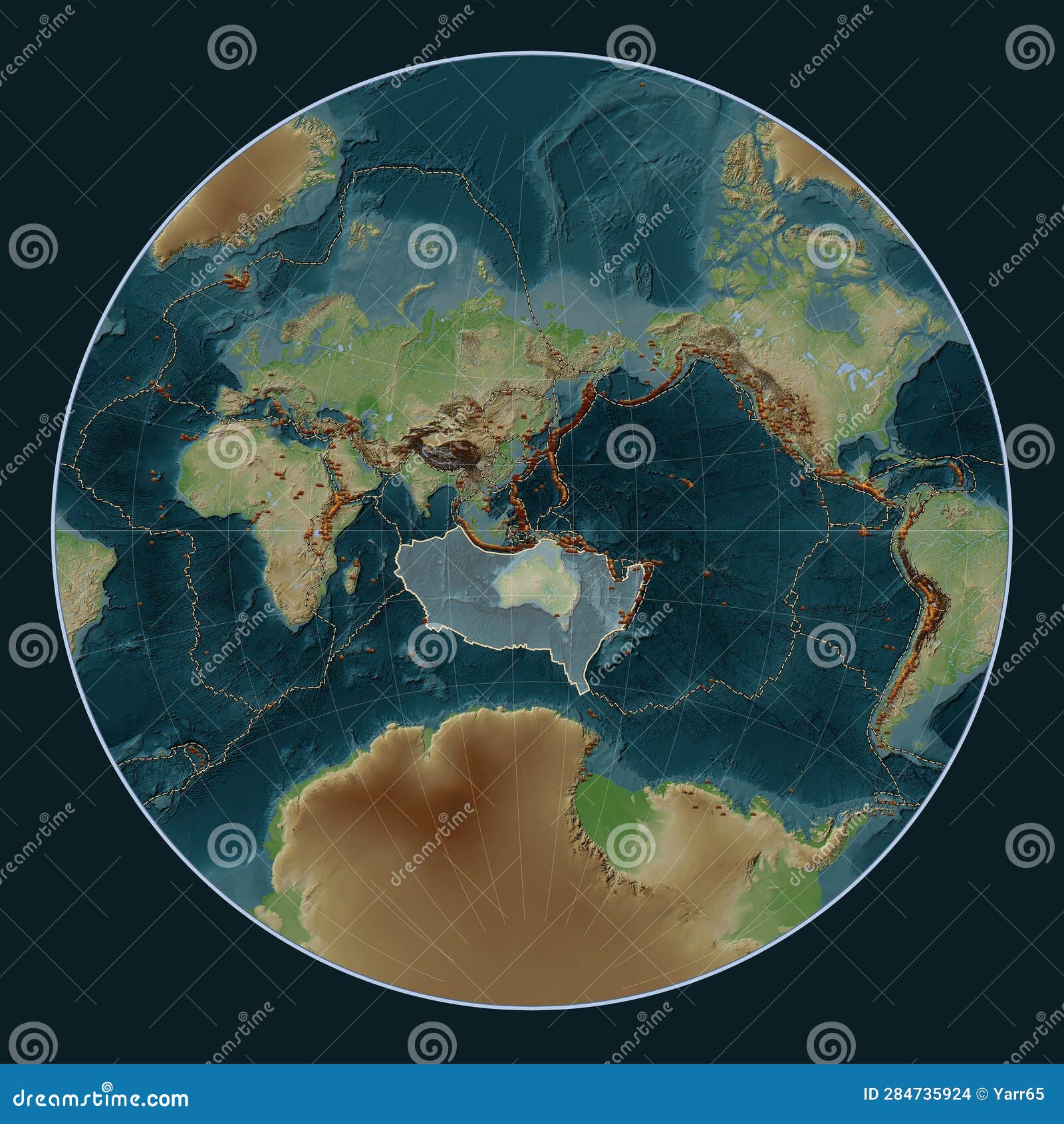 Australian Tectonic Plate. Wiki. Lagrange. Volcanoes and Boundar Stock ...