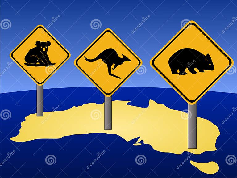Australian warning signs stock vector. Illustration of post - 2621478