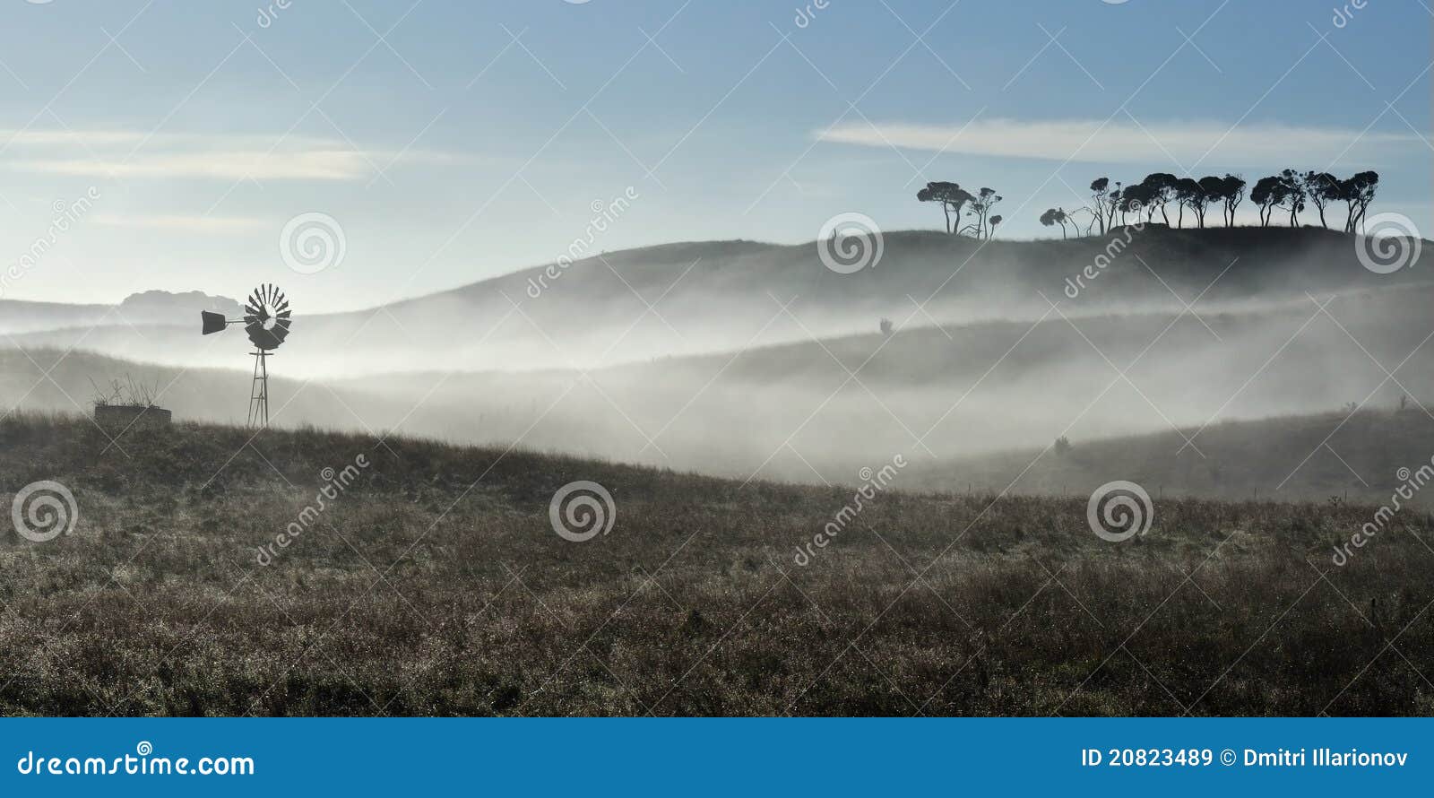 Australian windmill in fog stock image. Image of eucalyptus - 20823489