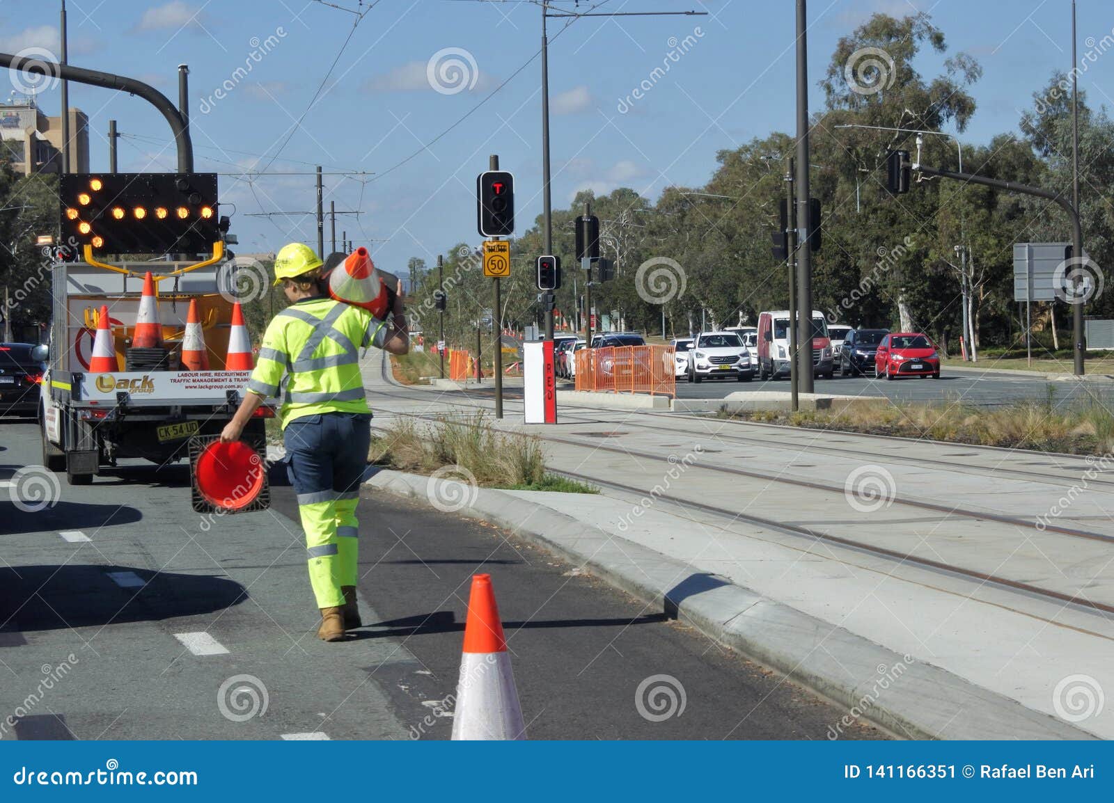 Australian Woman Road Worker Working in Canberra Editorial Photo ...