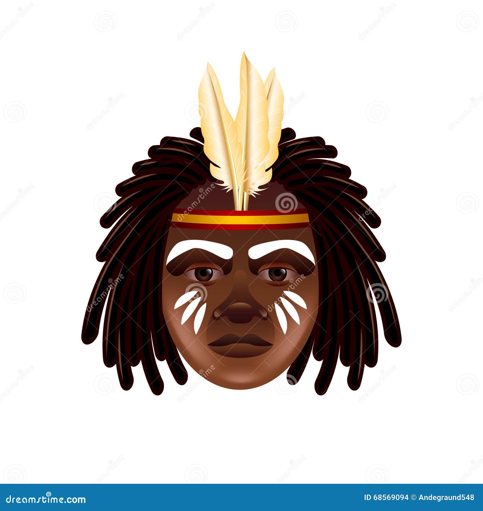 Australian Aborigine Face Isolated on White Vector Stock Vector ...