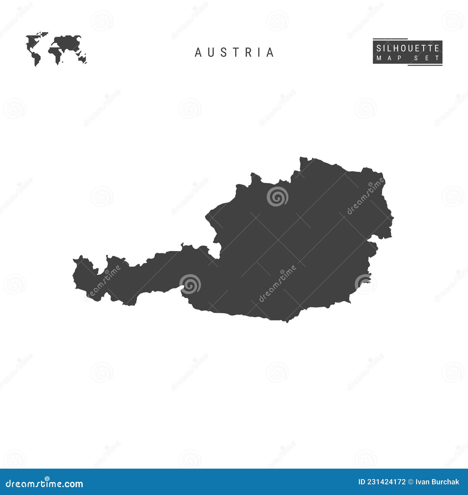 Austria Vector Map Isolated on White Background. High-Detailed Black ...