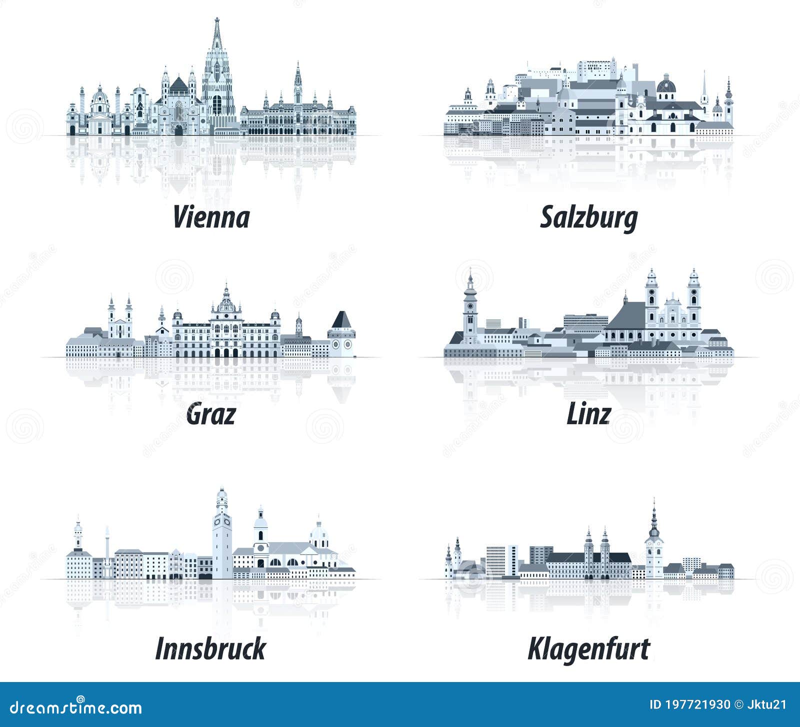 Cityscape With Austrian Landmarks Vector Illustration | CartoonDealer ...