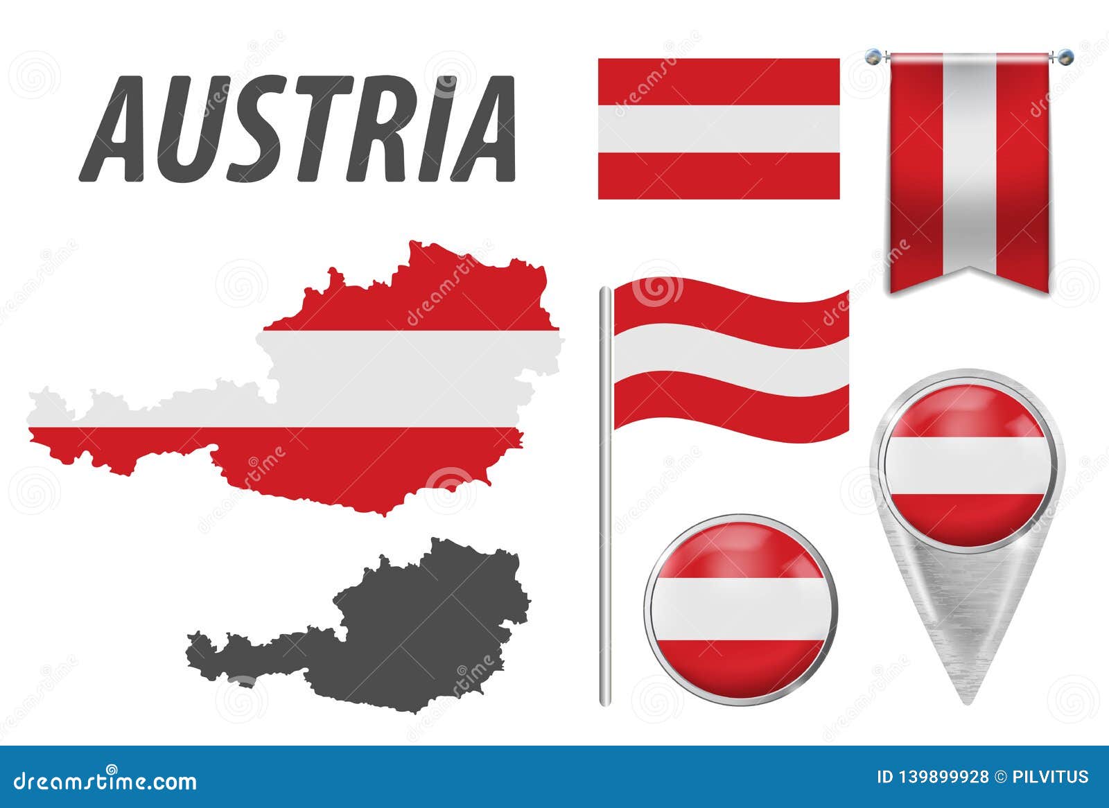 AUSTRIA. Collection of Symbols in Colors National Flag on Various ...