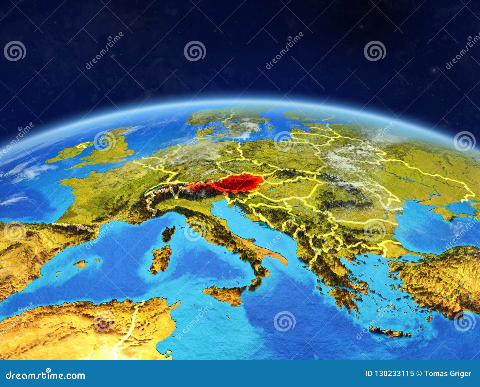 Austria on Earth from Space Stock Image - Image of continent, country ...