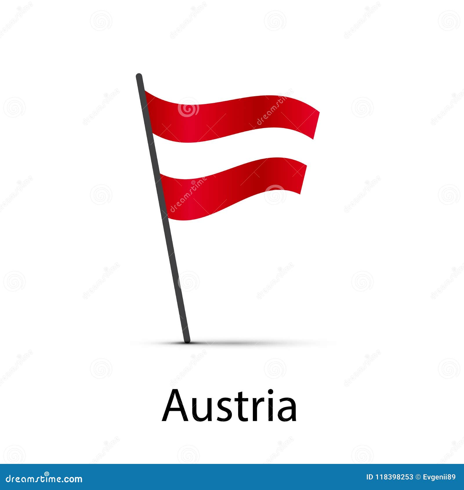 Austria Flag on Pole, Infographic Element on White Stock Vector ...