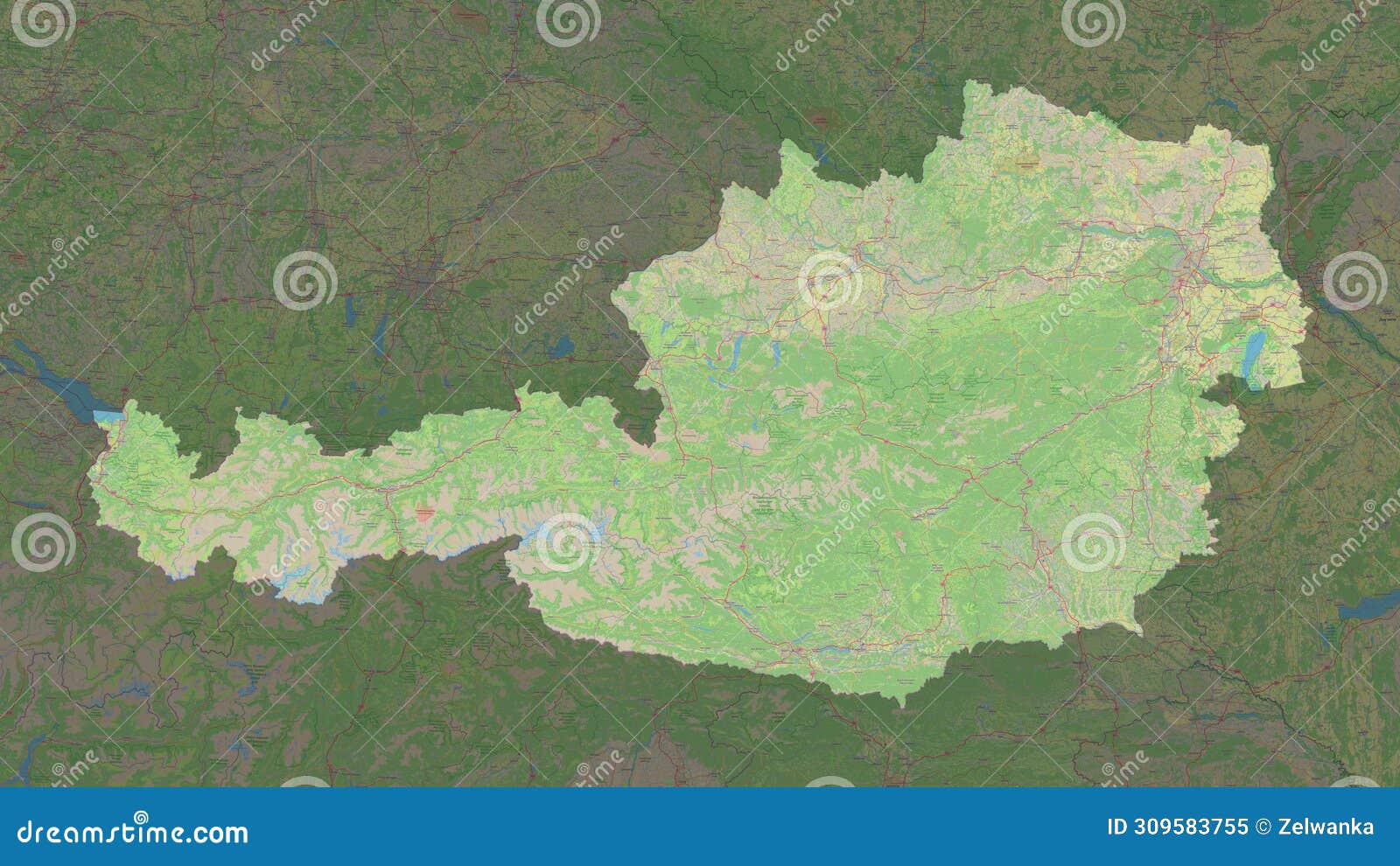 Austria Highlighted. Topo Standard Stock Illustration - Illustration of ...