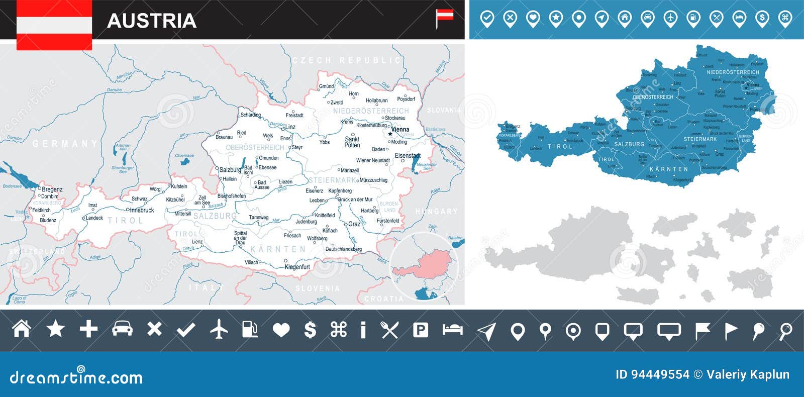 Austria - Infographic Map And Flag - Illustration | CartoonDealer.com ...