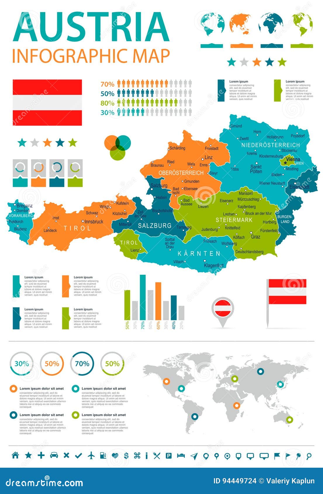 Austria - Infographic Map And Flag - Illustration | CartoonDealer.com ...