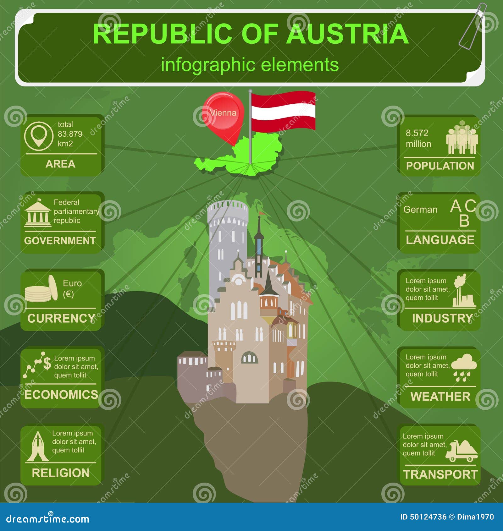 Austria Infographics, Statistical Data, Sights Stock Vector ...