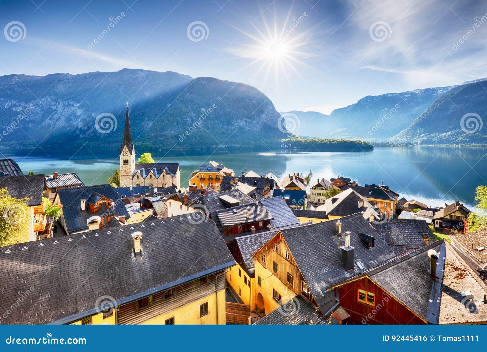 Austria Landscape, Hallstatt Alp Lake Mountain Stock Photo - Image of ...