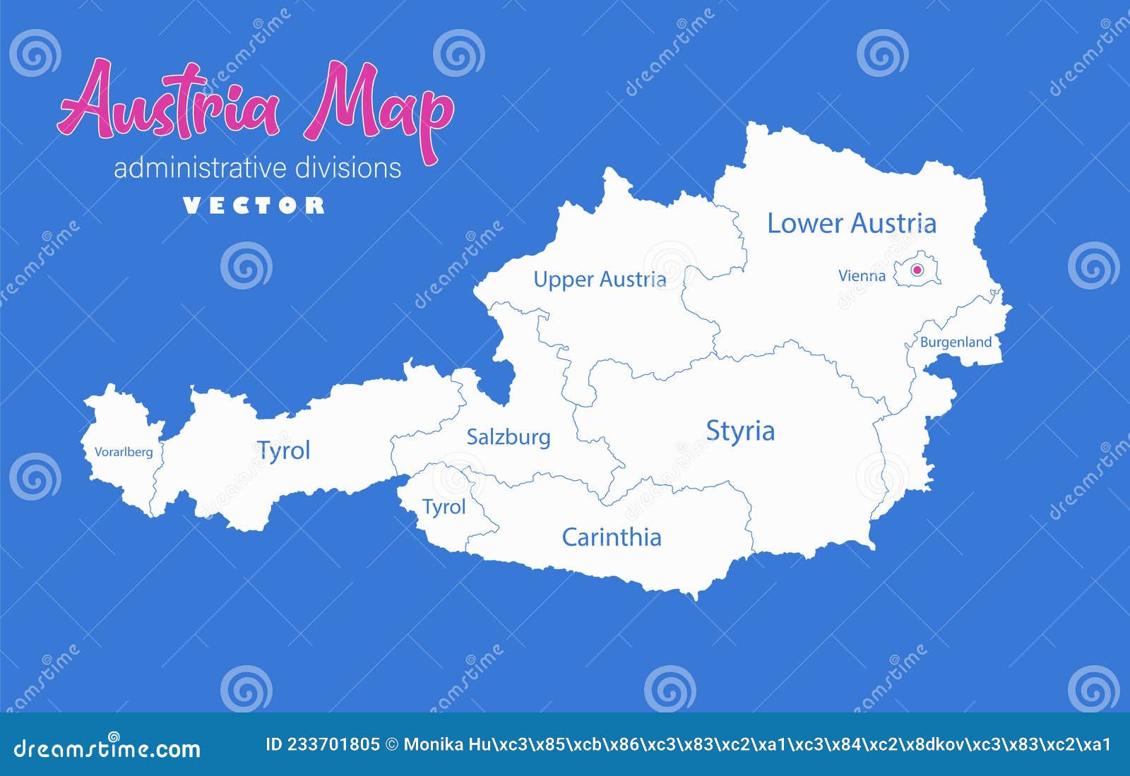 Austria Map, Individual Regions With Names, Infographics And Icons ...