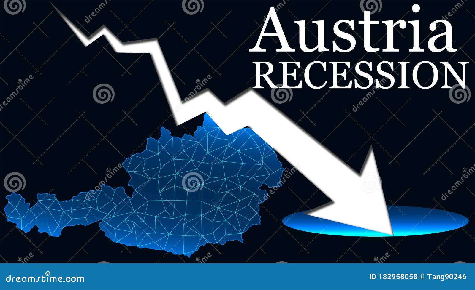 Austria Map with Arrow Indicated Recession Stock Illustration ...