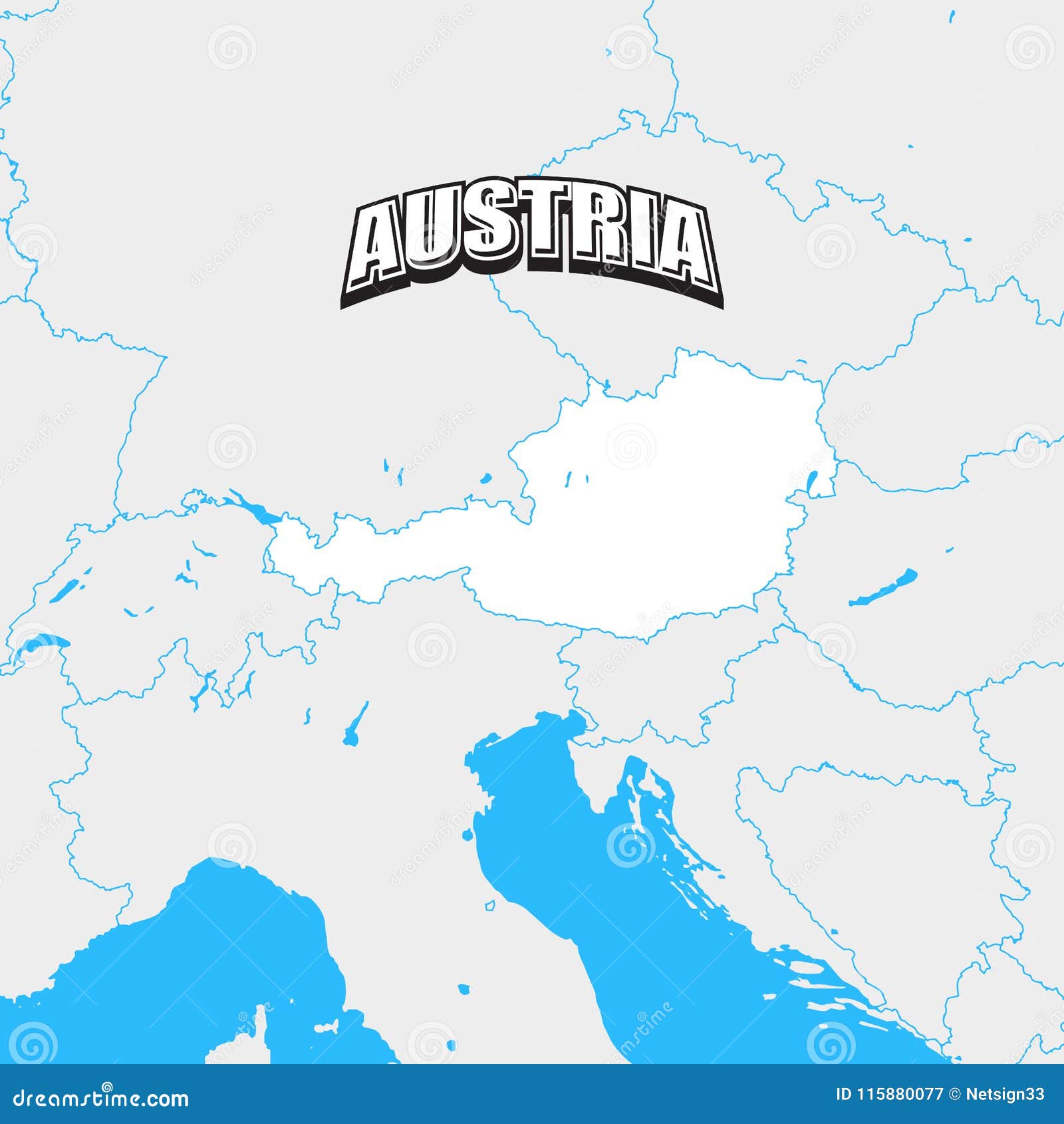 Austria Map with Blue Background and Headline Stock Vector ...