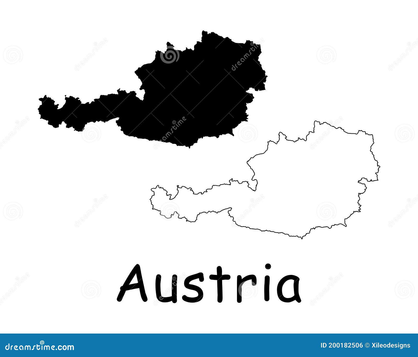 Austria Country Map. Black Silhouette and Outline Isolated on White ...