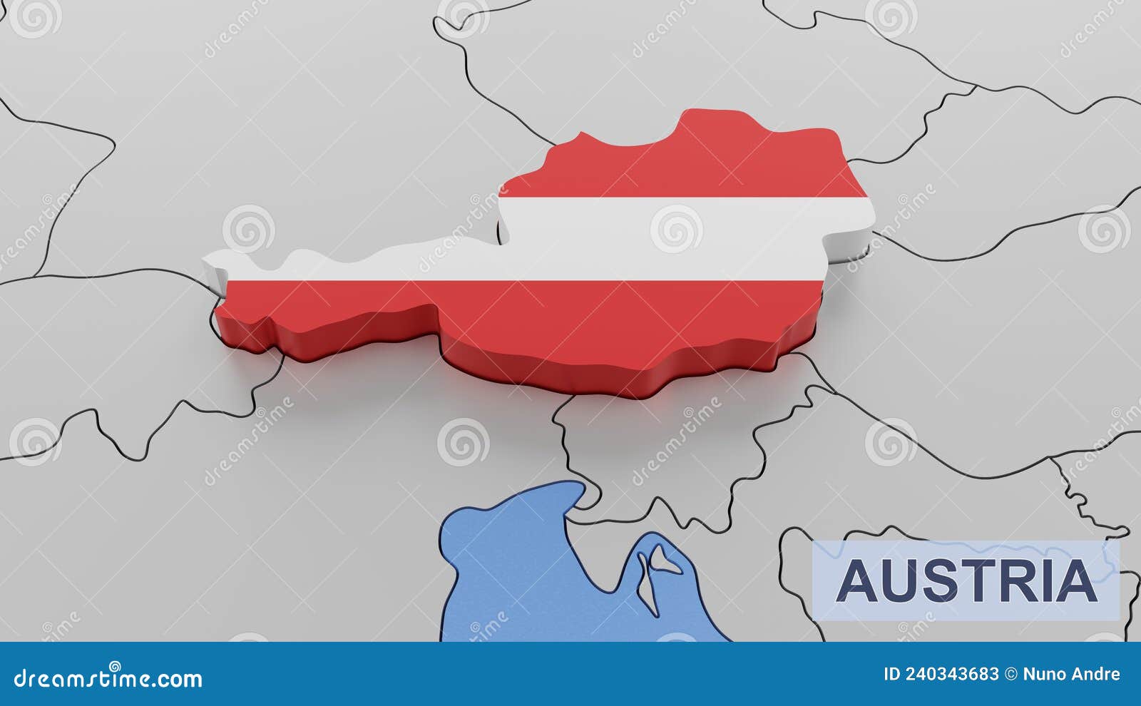 Austria Map 3D Illustration Stock Illustration - Illustration of shape ...