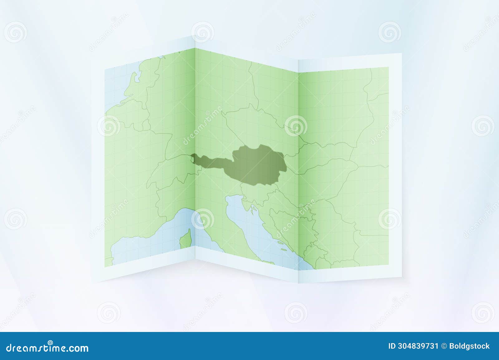 Austria Map, Folded Paper with Austria Map Stock Vector - Illustration ...