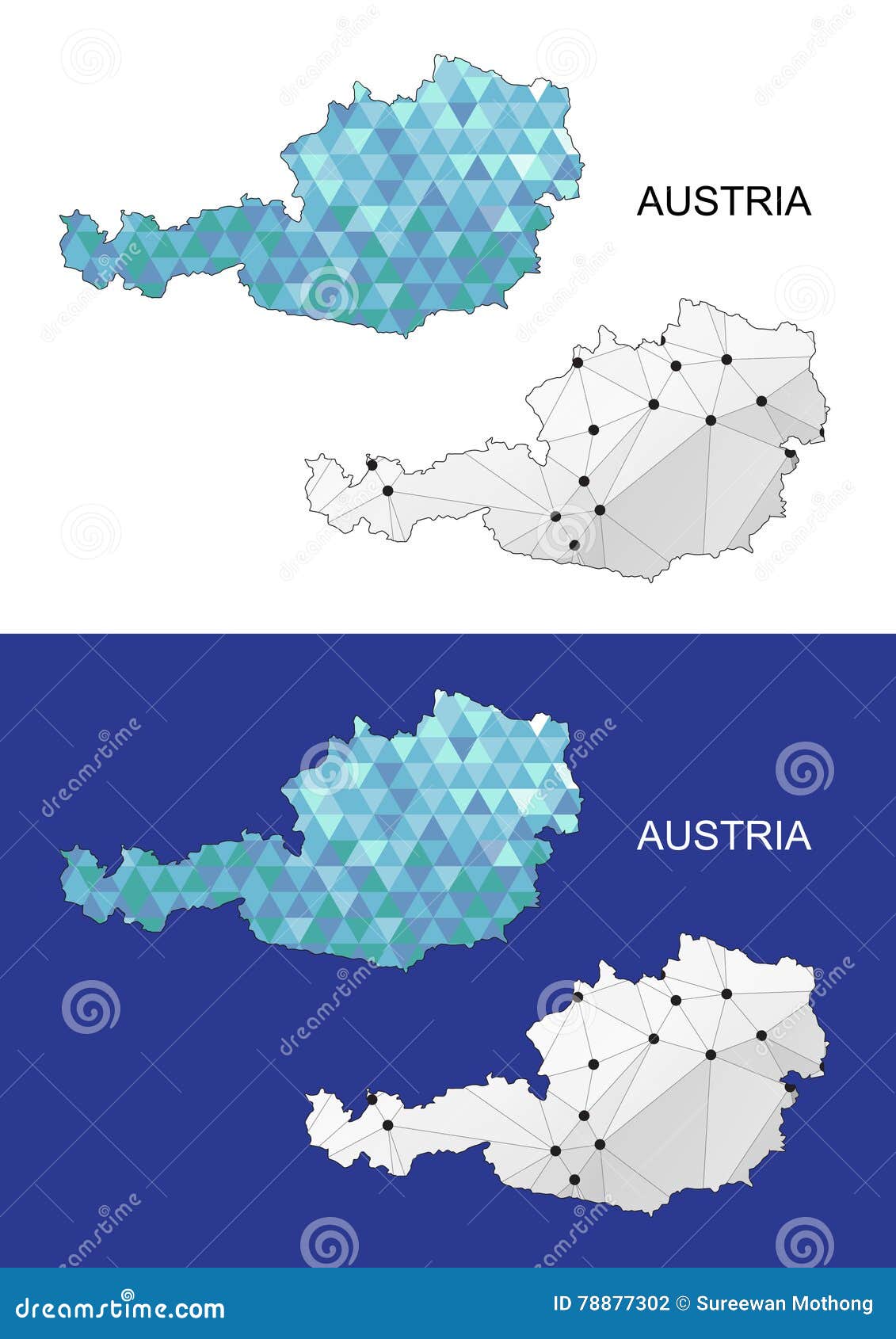 Austria Map in Geometric Polygonal Style. Abstract Gems Triangle ...
