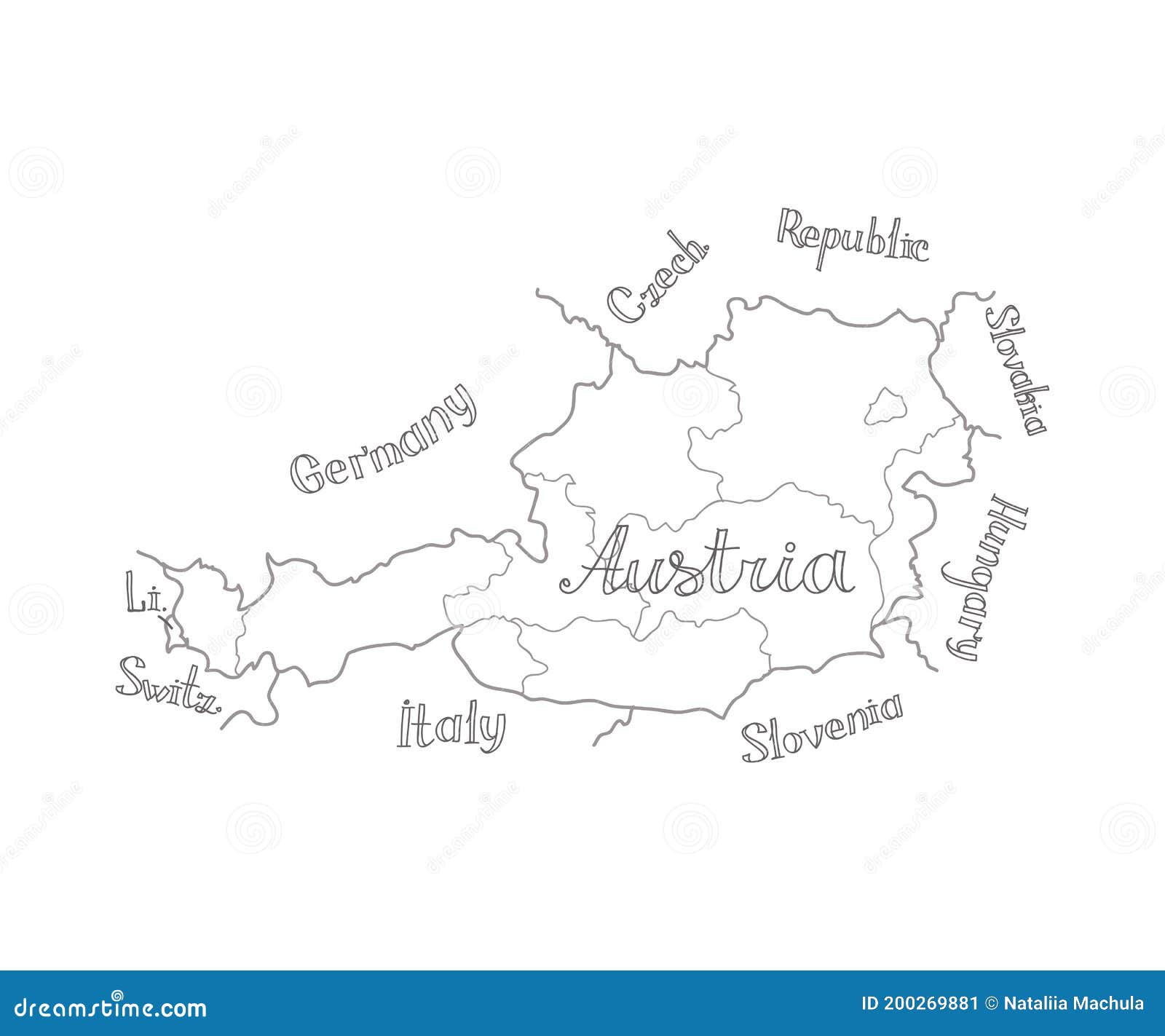 Austria Map And Neighboring Country Sign. Germany, Italy Eps Ten Stock ...