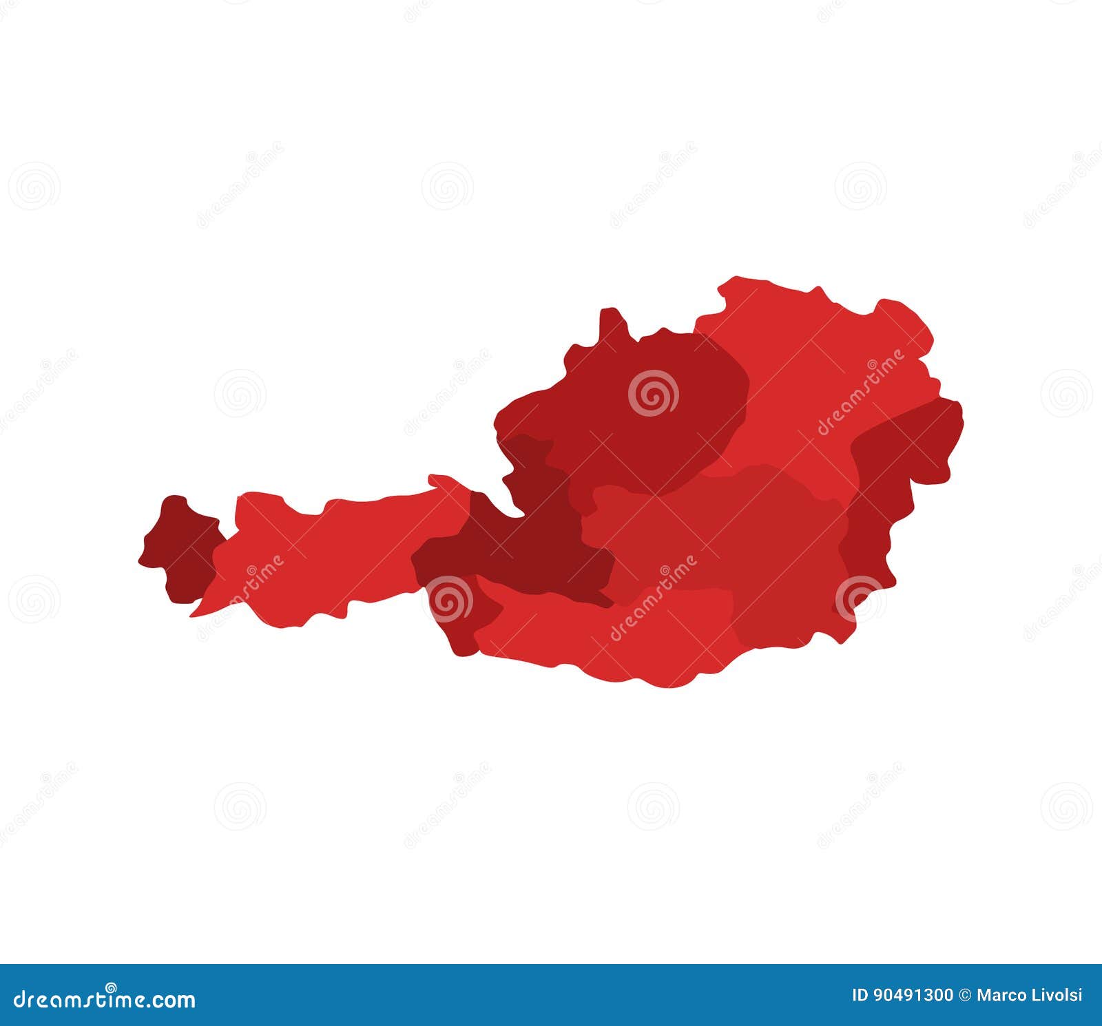 Austria Map Illustrated with Regions Stock Illustration - Illustration ...
