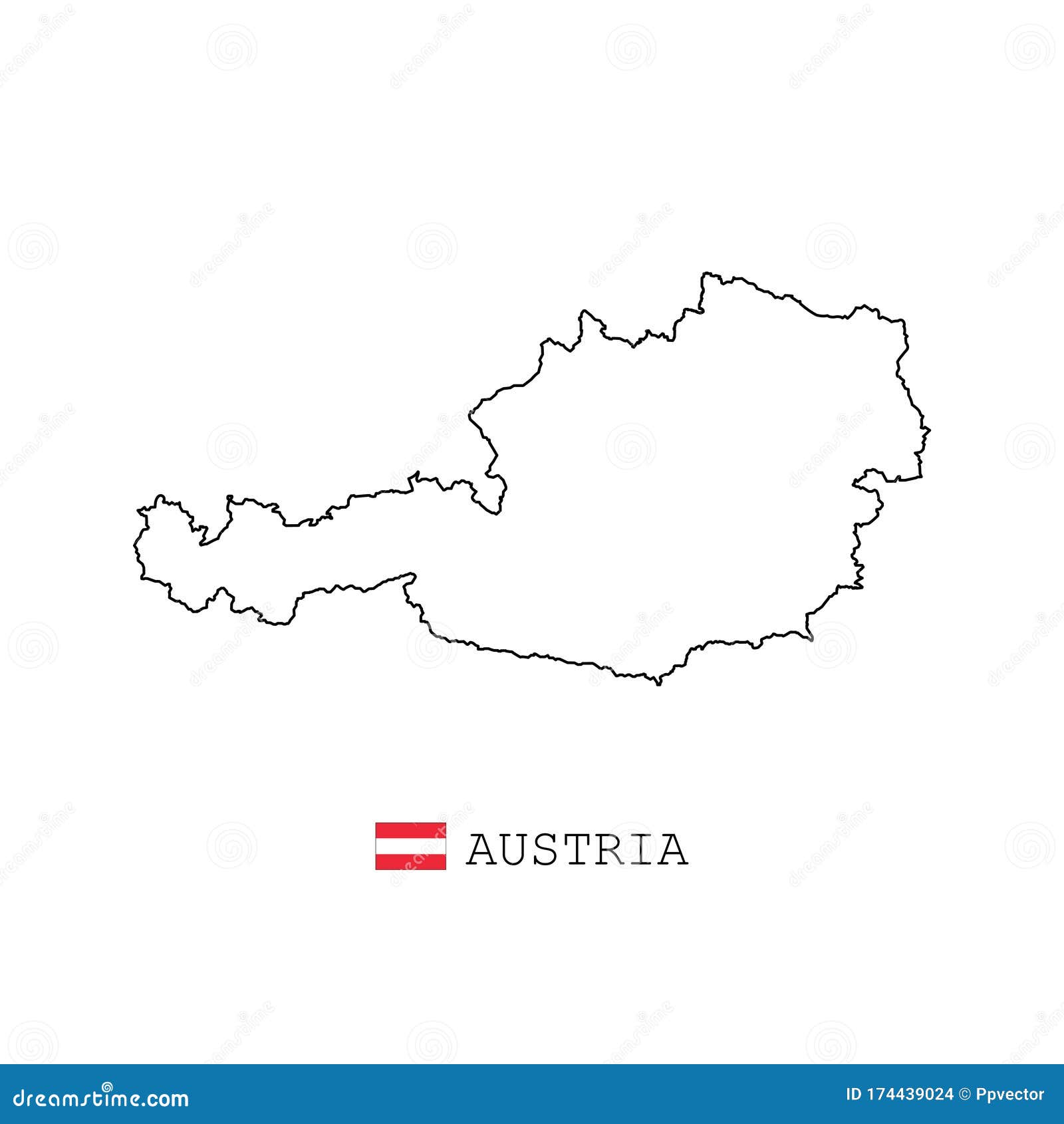 Austria Map Line, Linear Thin Vector. Austria Simple Map Stock Vector ...