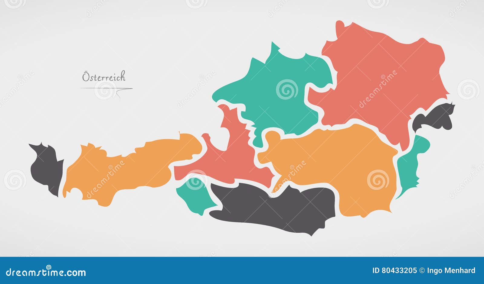 Austria Map with Modern Round Shapes Stock Illustration - Illustration ...