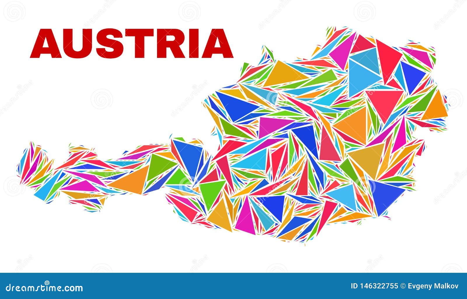 Austria Map - Mosaic of Color Triangles Stock Vector - Illustration of ...