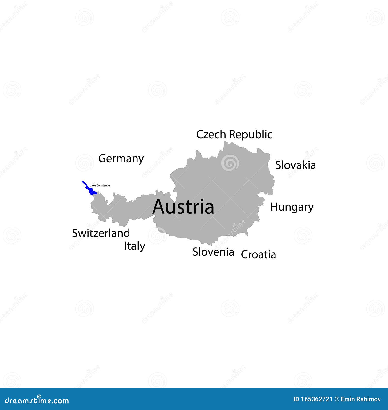 Austria Map and the Names of the Countries Bordering it. Eps Ten Stock ...