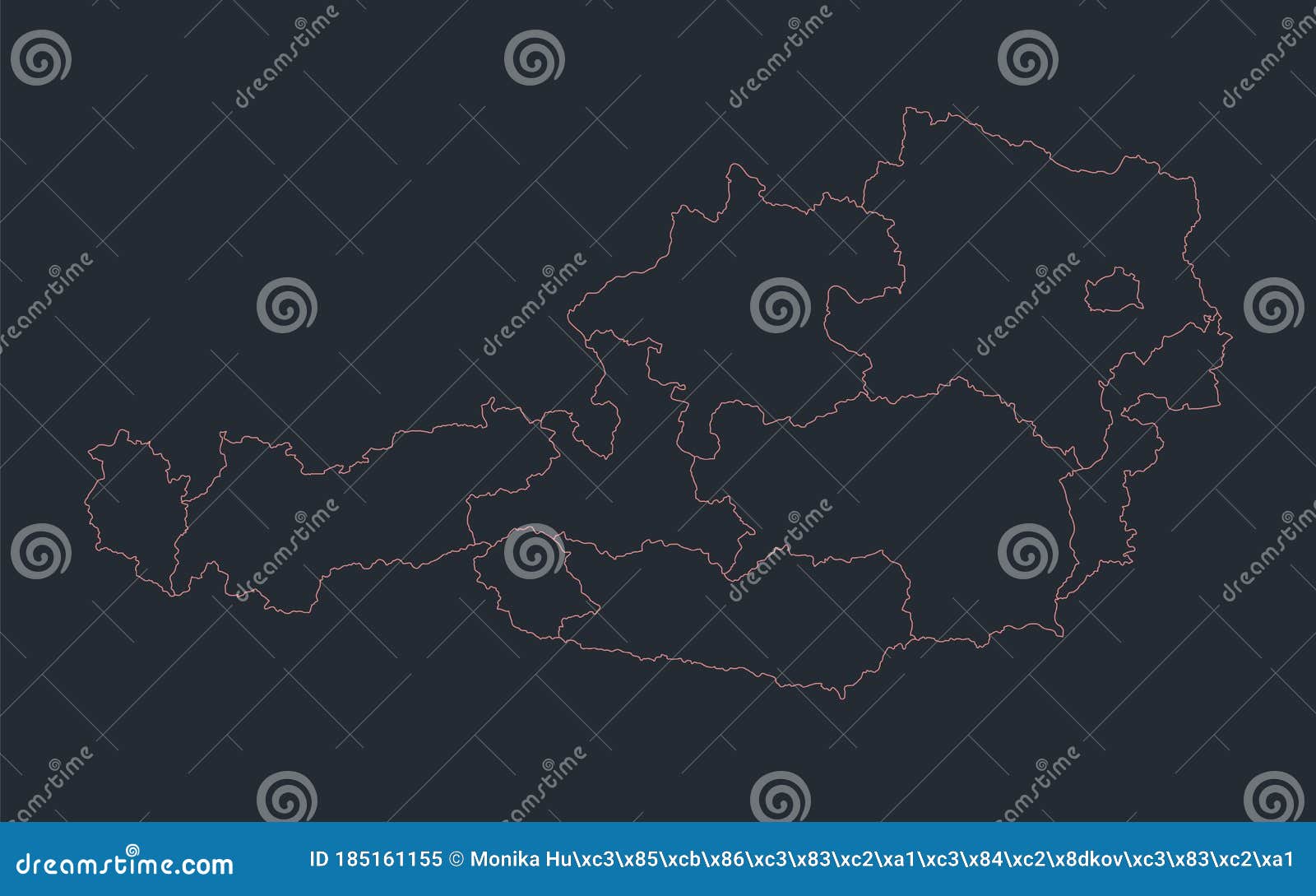 Blank Map Austria In Gray. High Detailed Vector Map Of Austria With ...