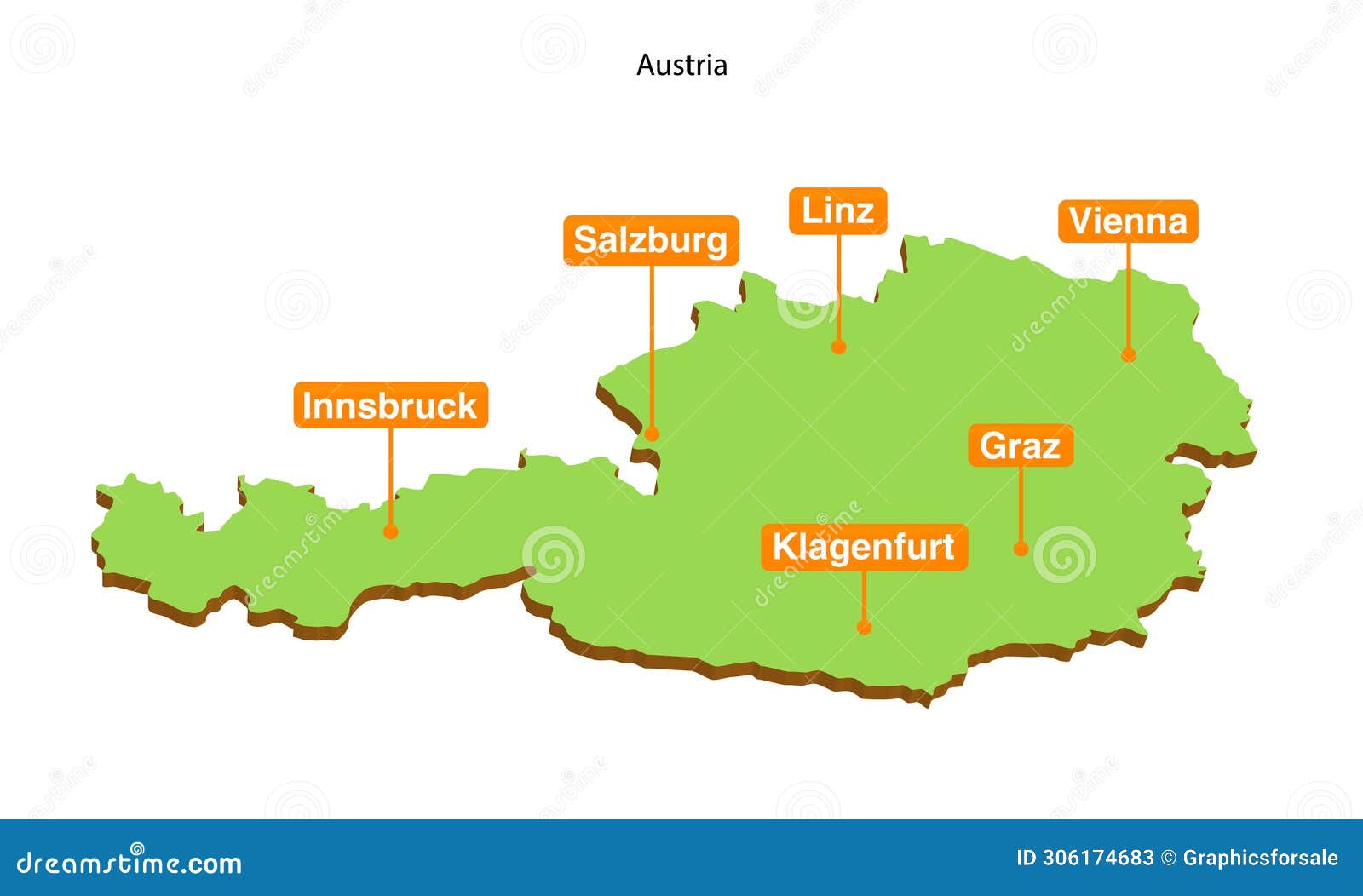 austria map with main cities