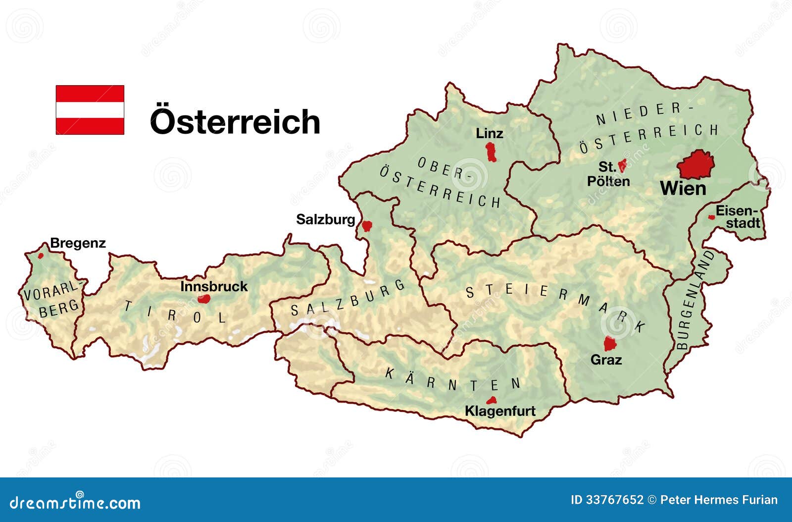 Austria Mapa Fotografia Stock - Obraz: 33767652