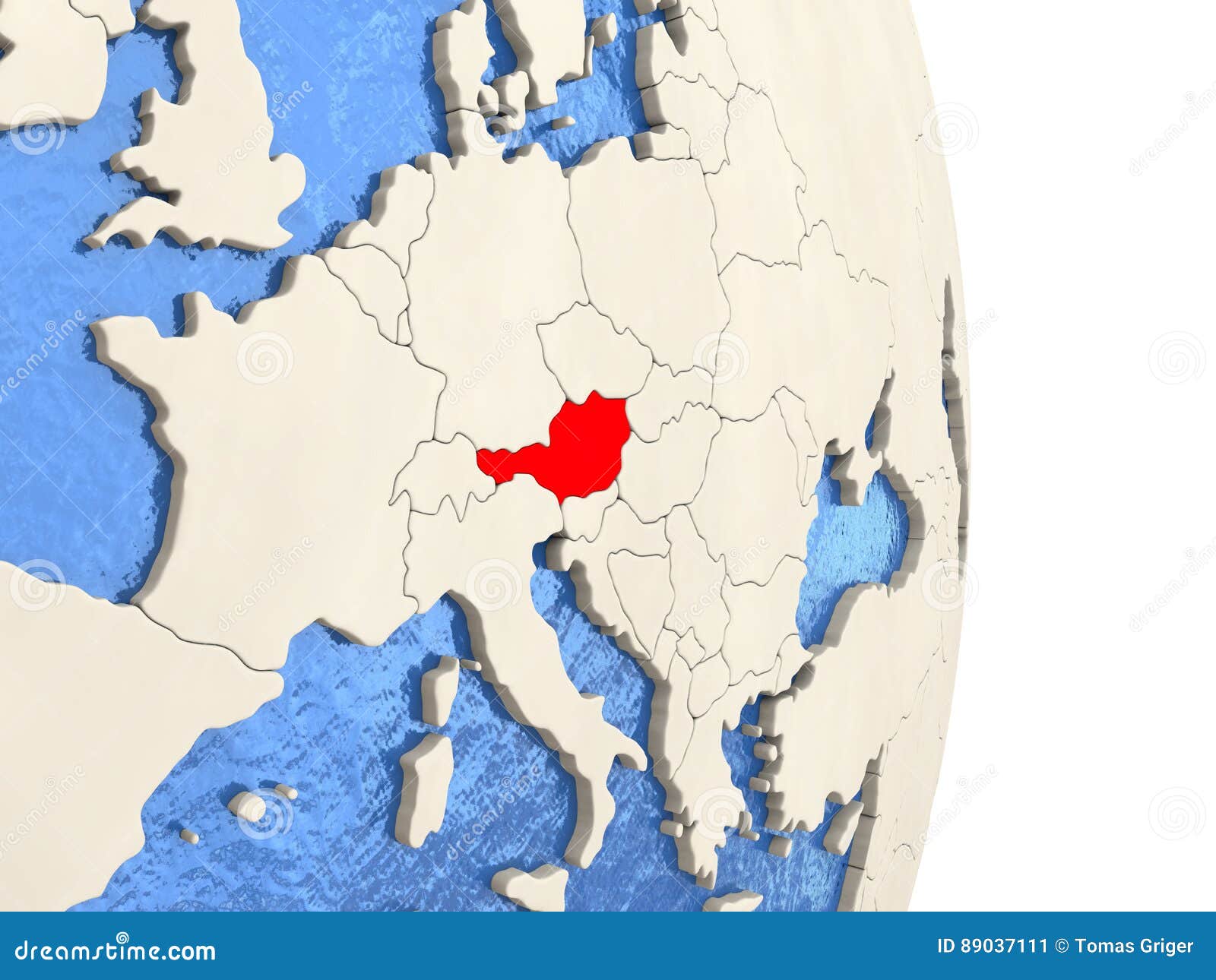 Austria on Model of Political Globe Stock Illustration - Illustration ...