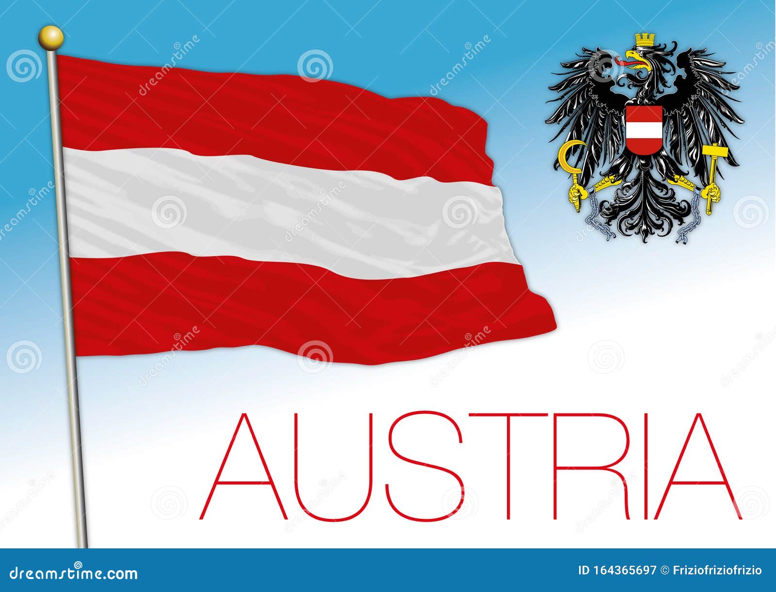 Austria Official National Flag and Coat of Arms Stock Vector ...