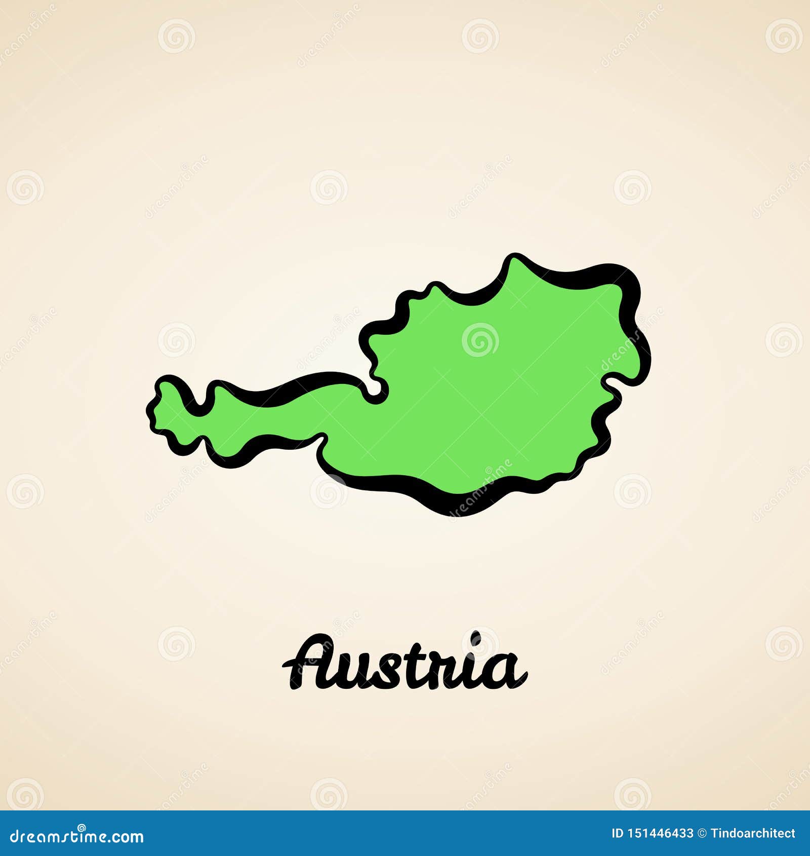 Austria - Outline Map stock vector. Illustration of isolated - 151446433