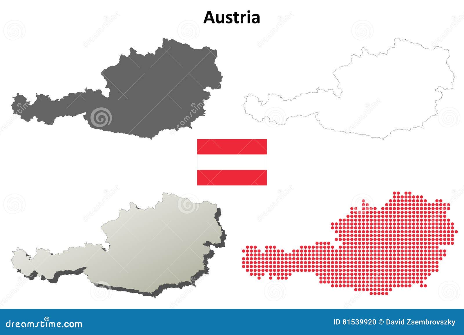 Austria Outline Map Set Vector Illustration | CartoonDealer.com #81539920