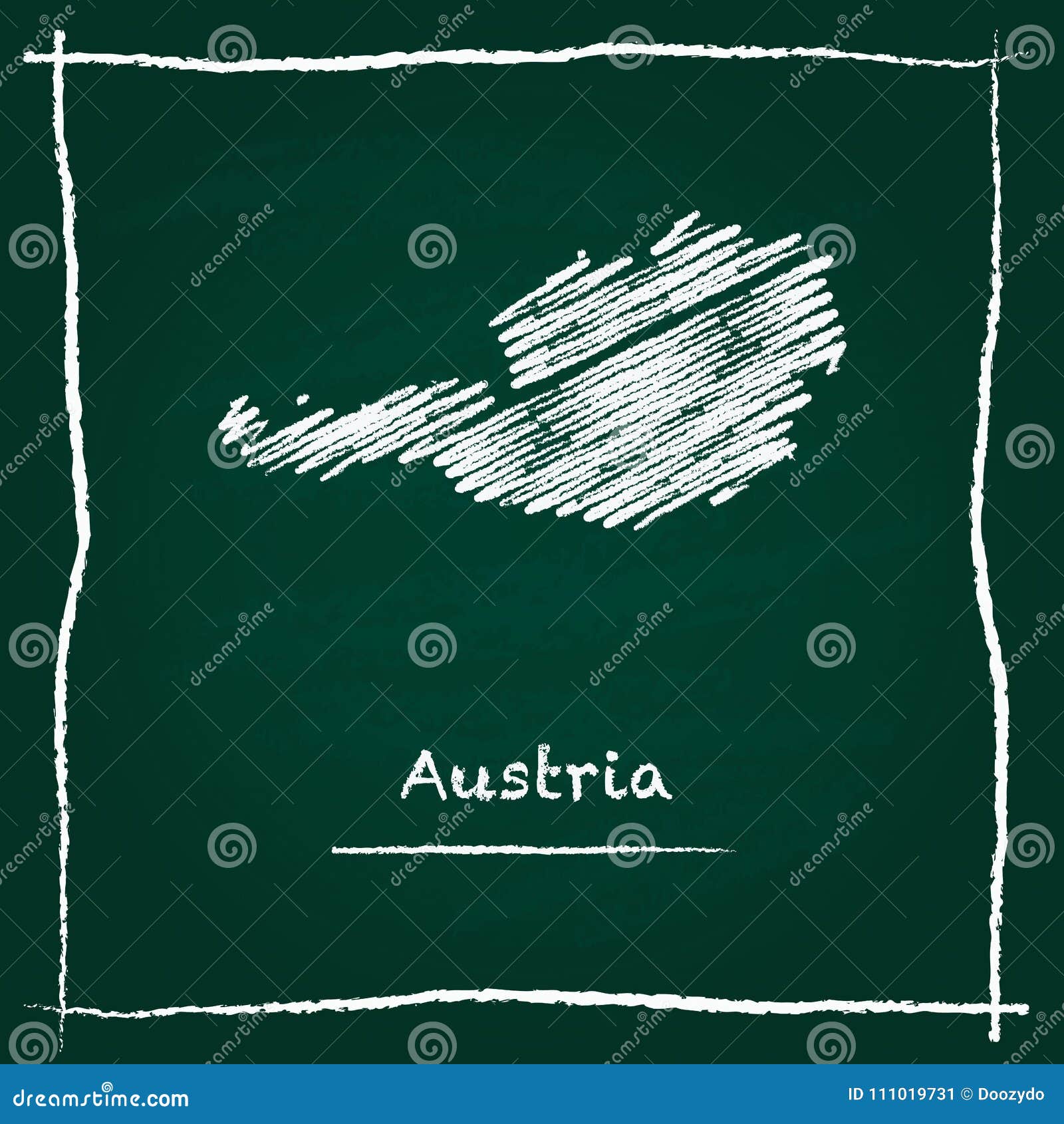 Austria Outline Vector Map Hand Drawn with Chalk. Stock Vector ...