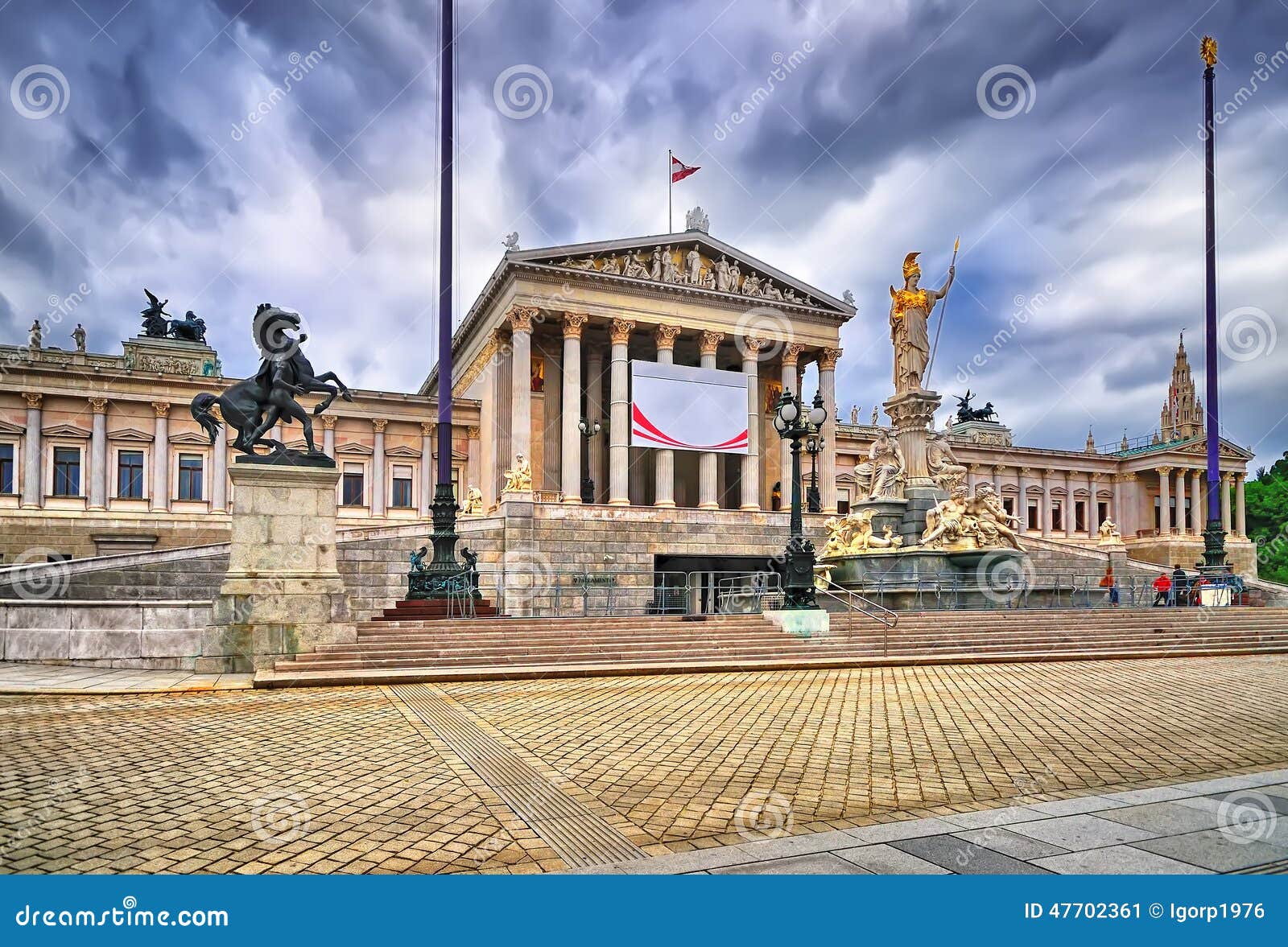 Austria Parlament in Vienna Stock Image - Image of light, architecture ...