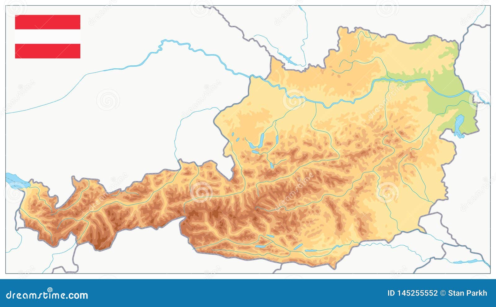 Austria Physical Map. No Text Stock Vector - Illustration of outline ...