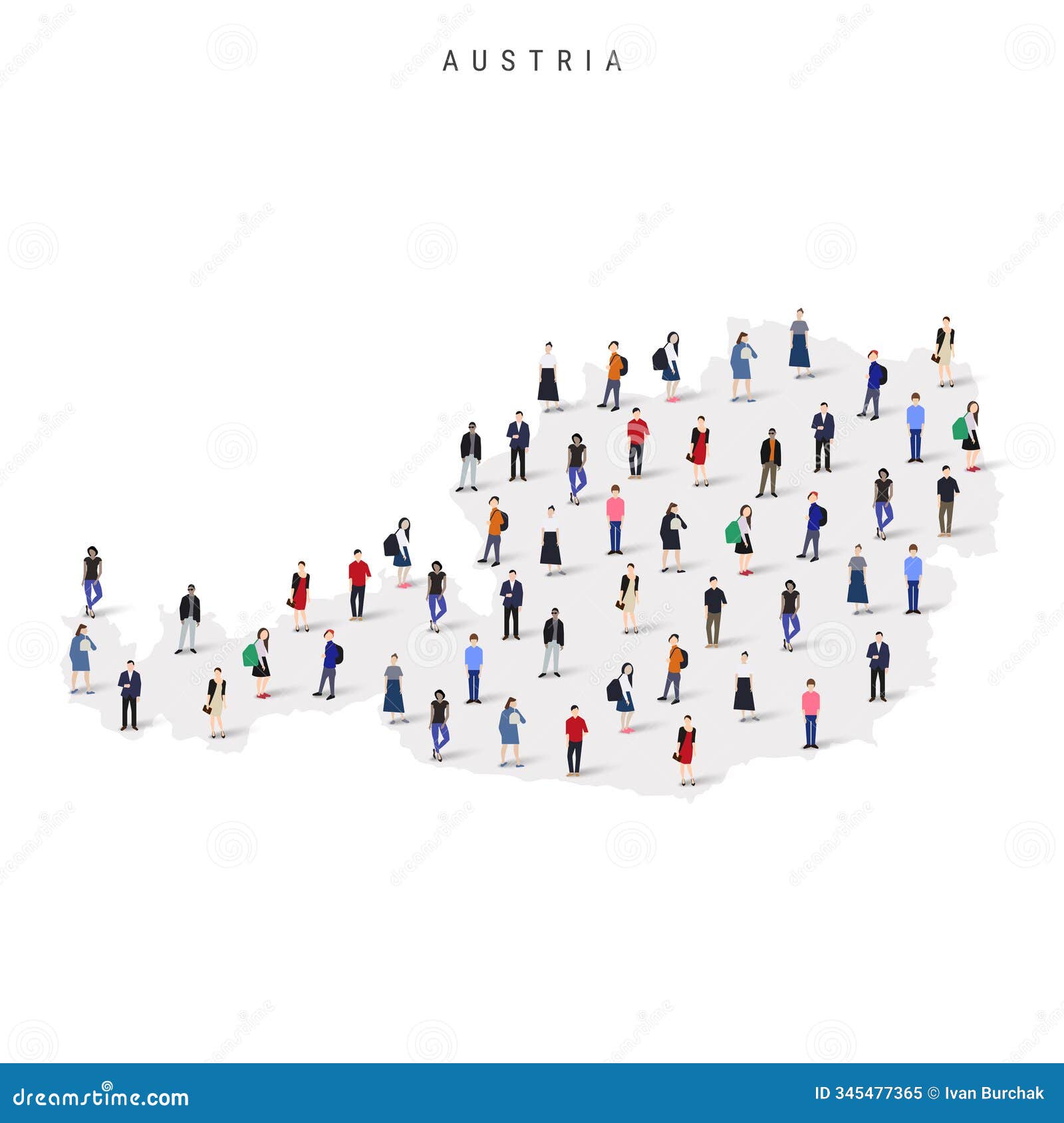 Austria People Icon Map. Stylized Vector Silhouette Of Austria ...
