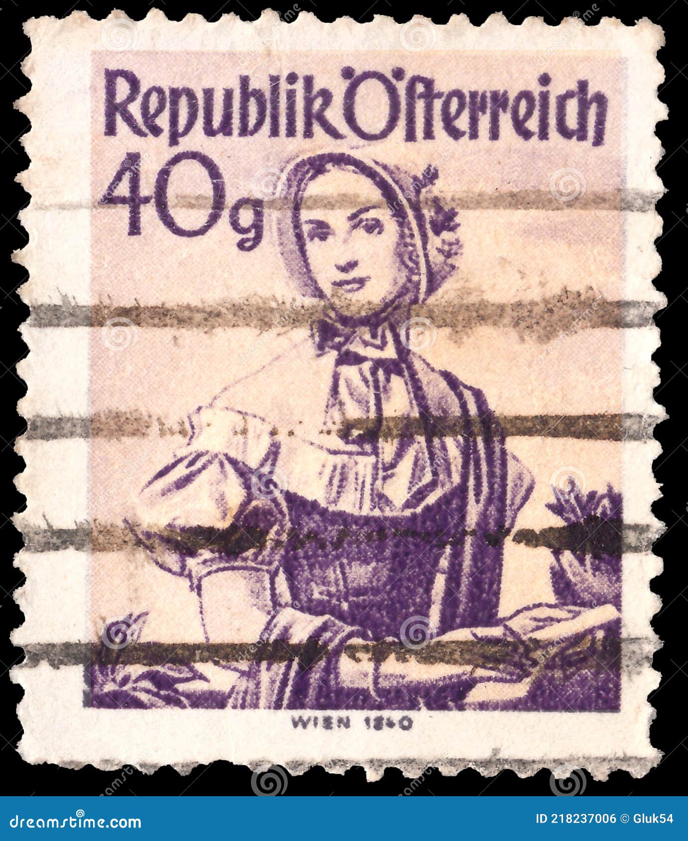 Austria Postage Stamp, Depicting Folk Costume, Year 1948 Editorial ...