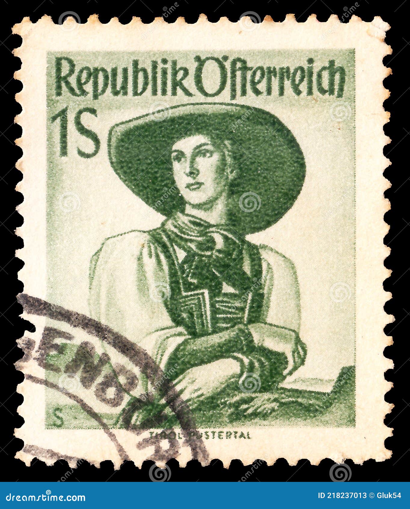 Austria Postage Stamp, Depicting Folk Costume, Year 1948 Editorial ...