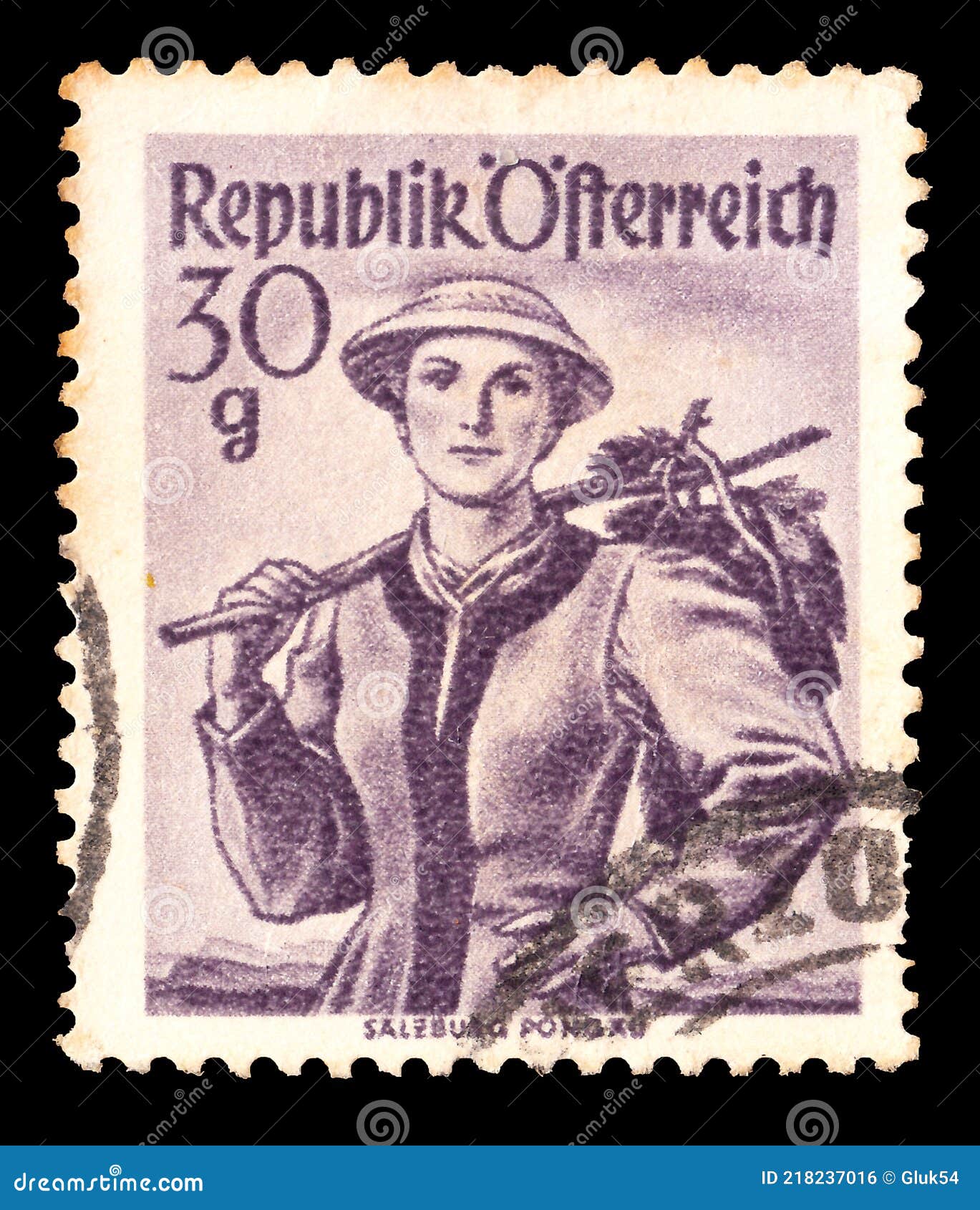 Austria Postage Stamp, Depicting Folk Costume, Year 1948 Editorial ...