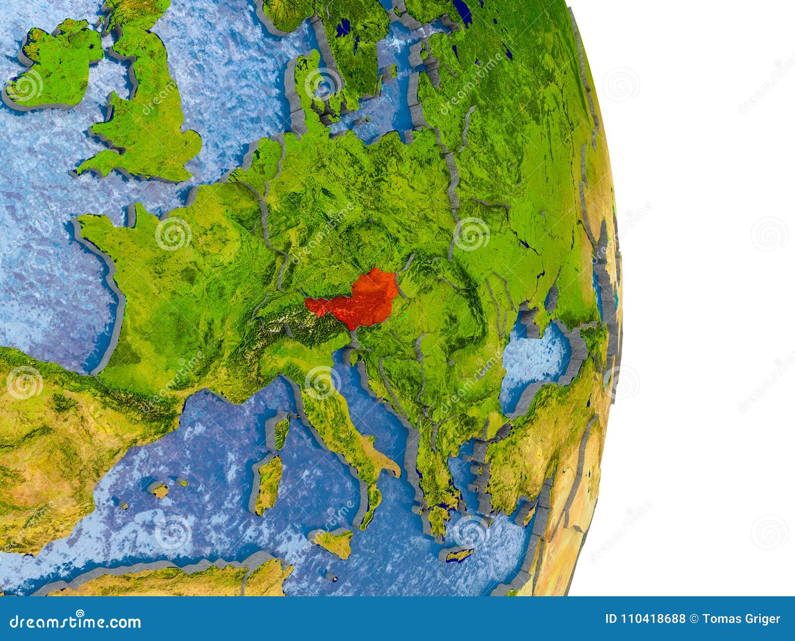 Austria on realistic globe stock illustration. Illustration of ...