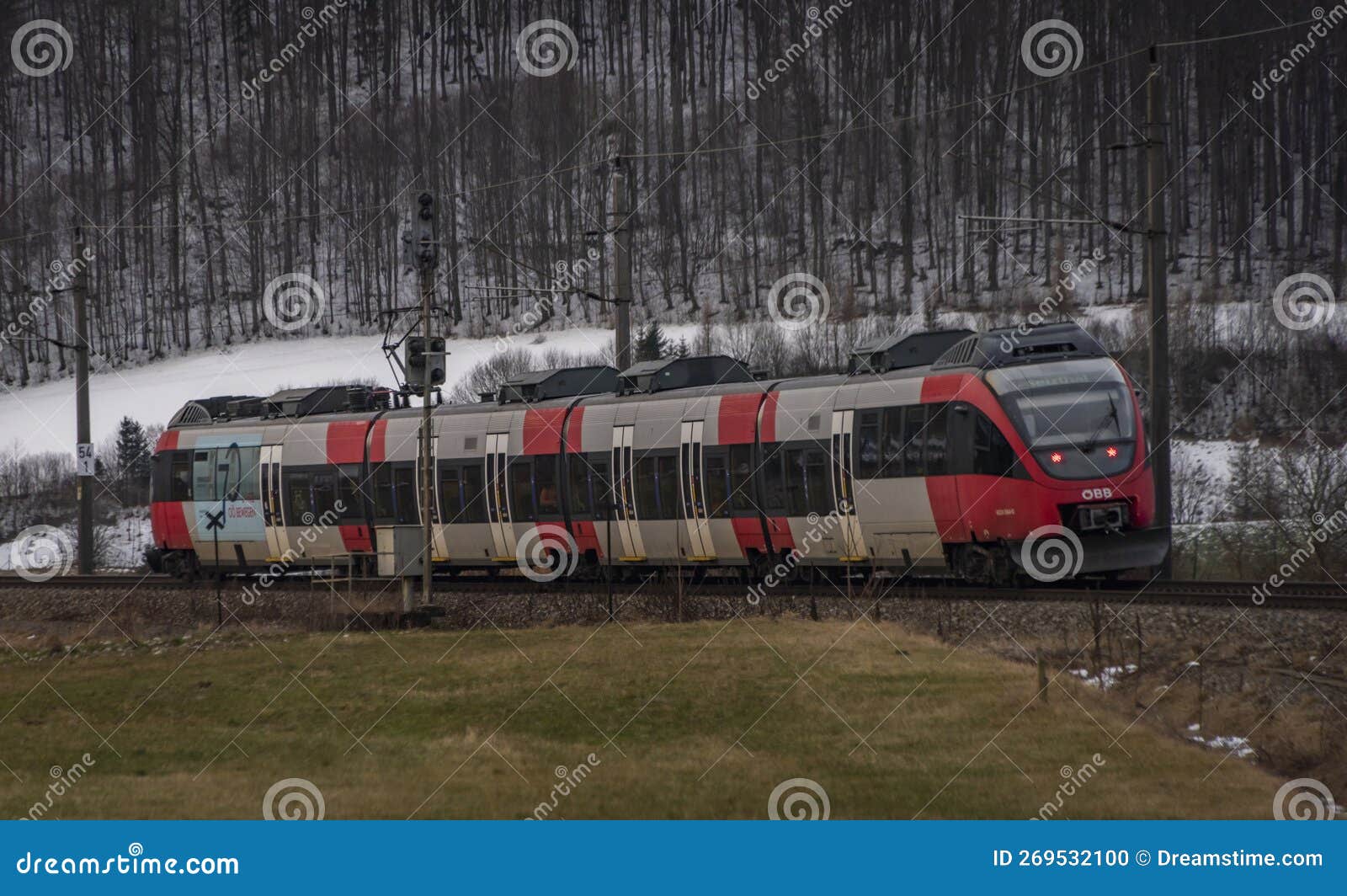 Austria Red Fast Passenger Trains in Micheldorf Station 02 10 2023 ...