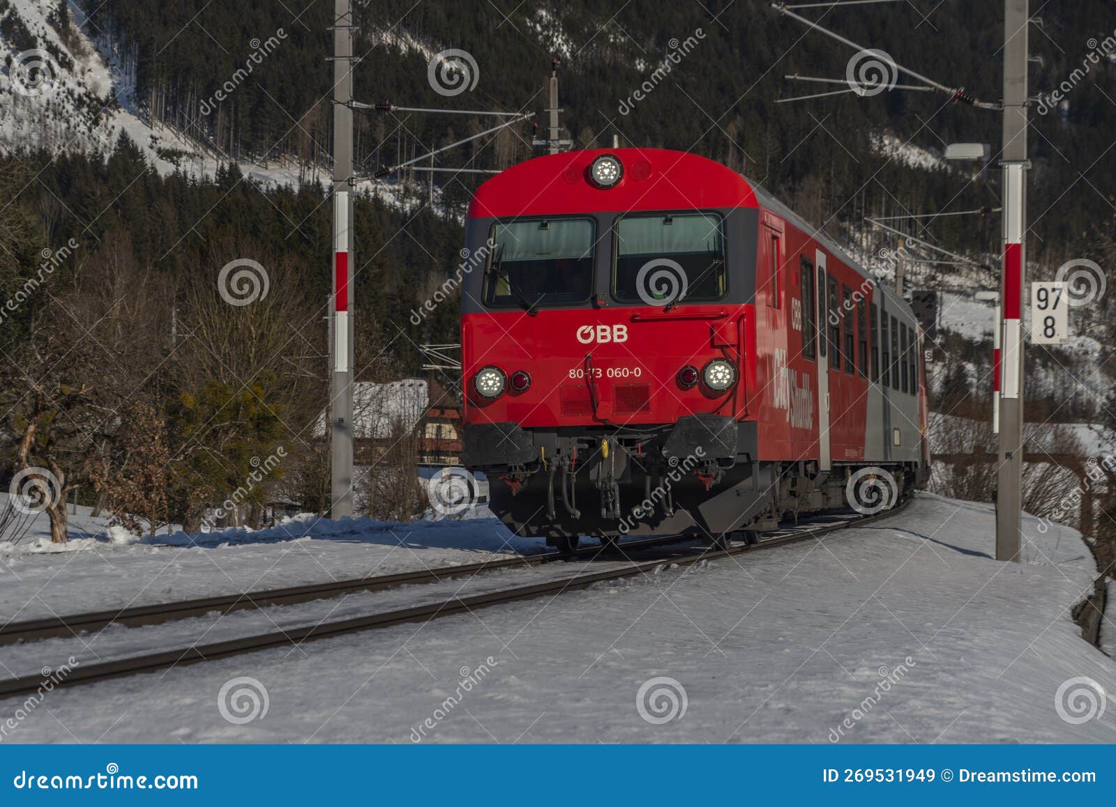 Austria Red Fast Passenger Trains in Ardning Station 02 10 2023 ...